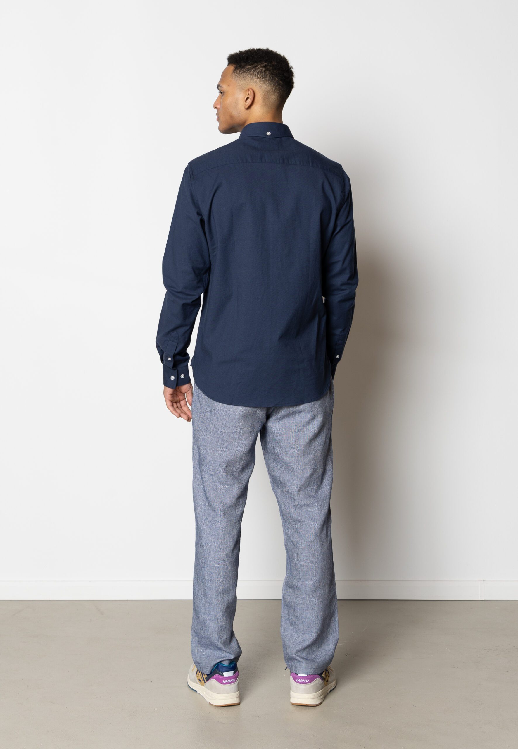 Oxford Stretch Plain L/S - Navy | Goopy by Spot