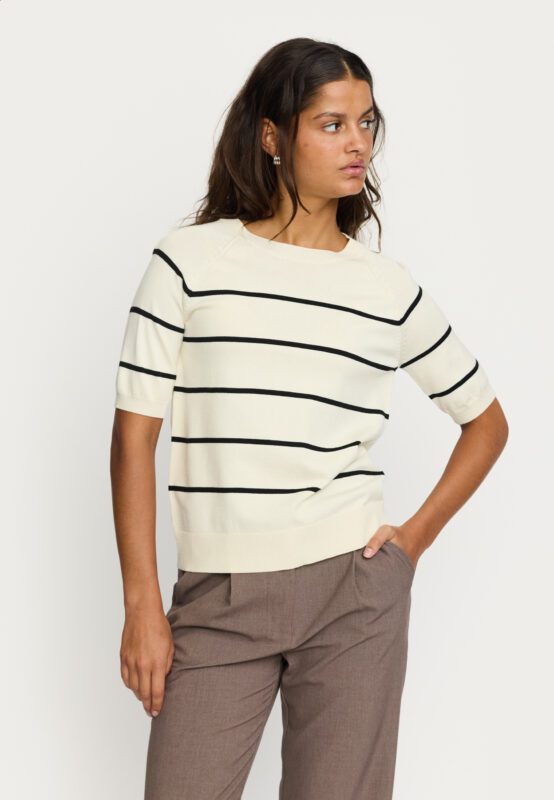 SRMarla Stripe SS Knit - Arctic Wolf with Black | Goopy by Spot